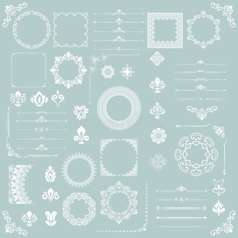 Vintage Set of Horizontal, Square and Round Elements Stock Illustration ...