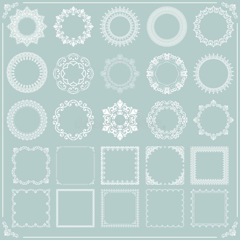 Vintage Set of Horizontal, Square and Round Elements Stock Illustration ...