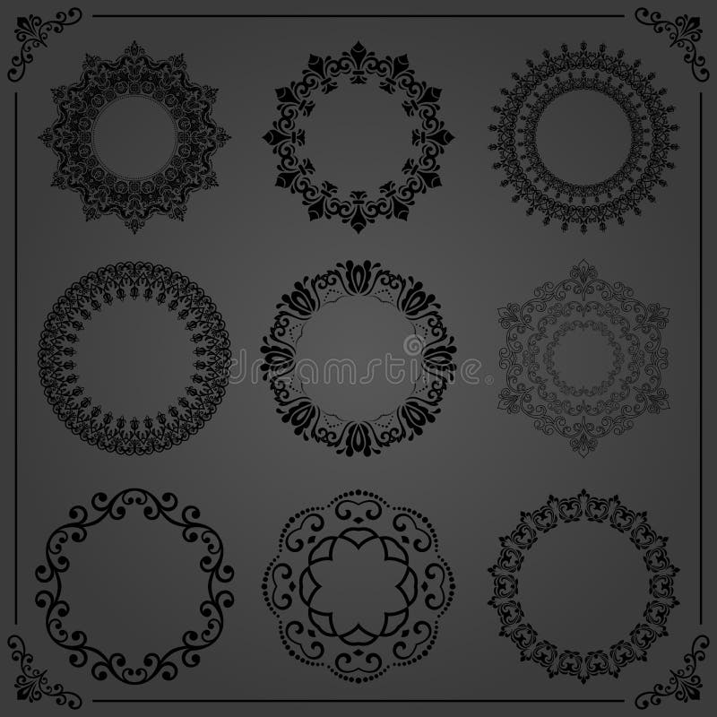 Vintage Set of Round Elements Stock Illustration - Illustration of ...
