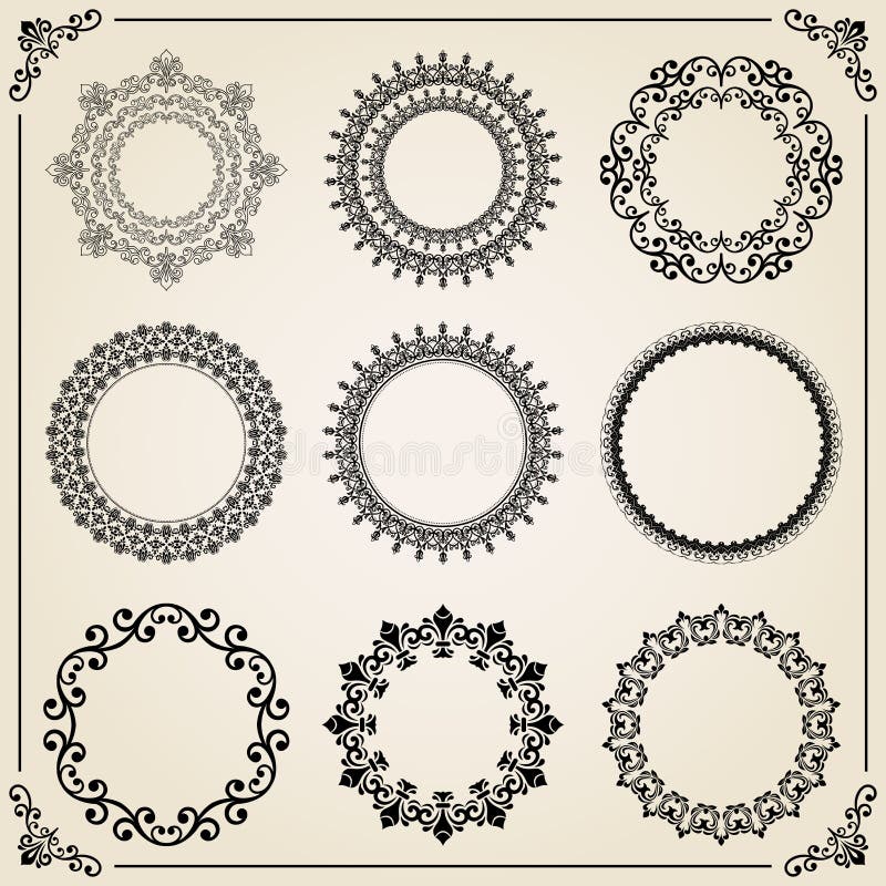 Vintage Set of Round Elements Stock Vector - Illustration of collection ...