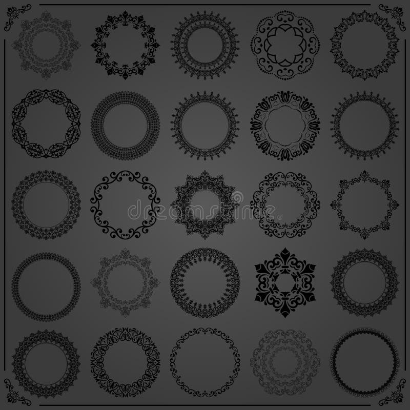 Vintage Set of Round Elements Stock Illustration - Illustration of ...