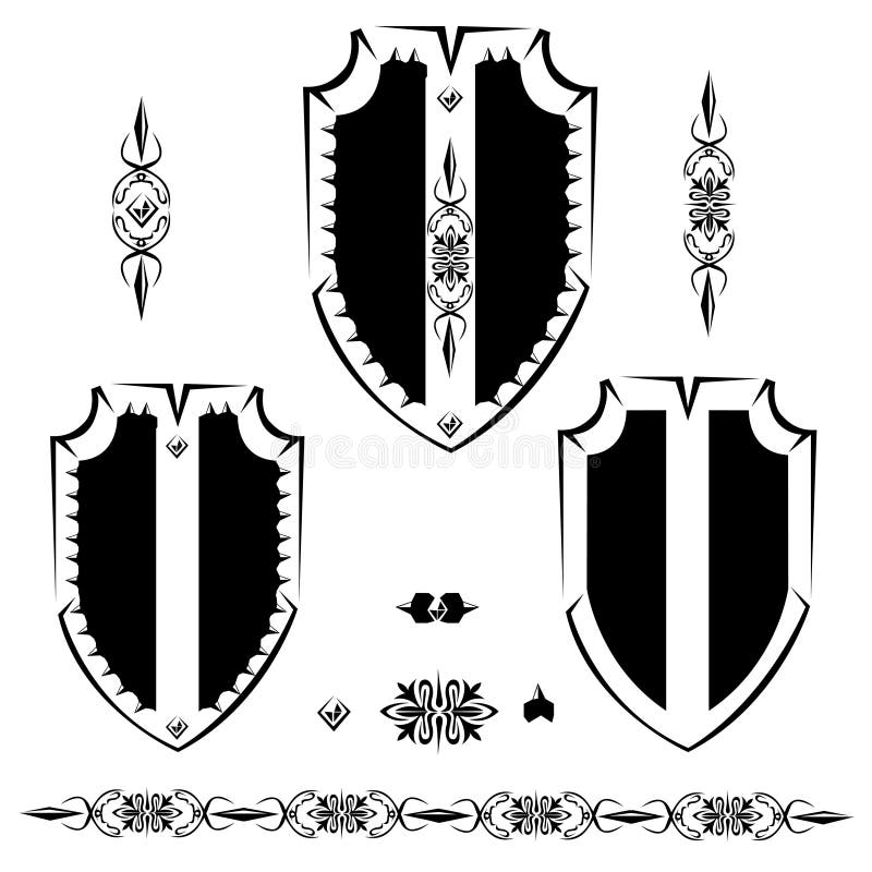 Vintage Set Shields Spikes Ornaments Stock Illustrations – 3 Vintage ...