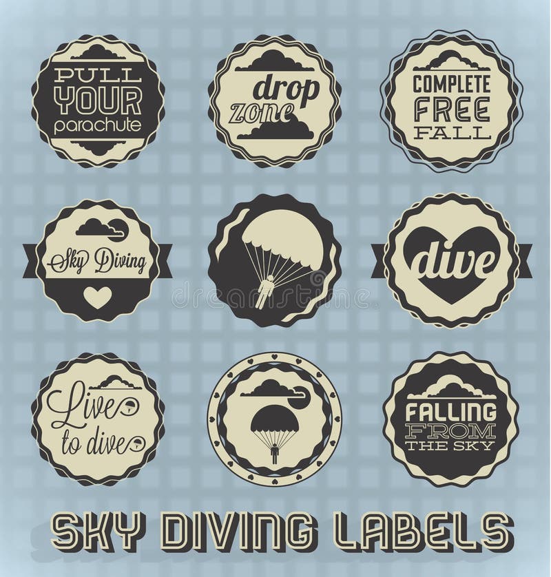 Retro Sky Diving Labels and Icons Stock Vector - Illustration of ...