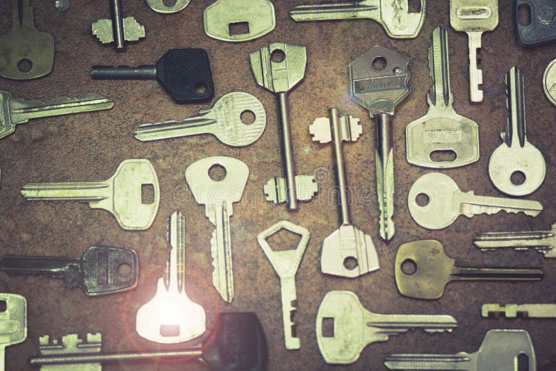 A Set of Different Metal Keys from Secret Locks Stock Photo - Image of ...