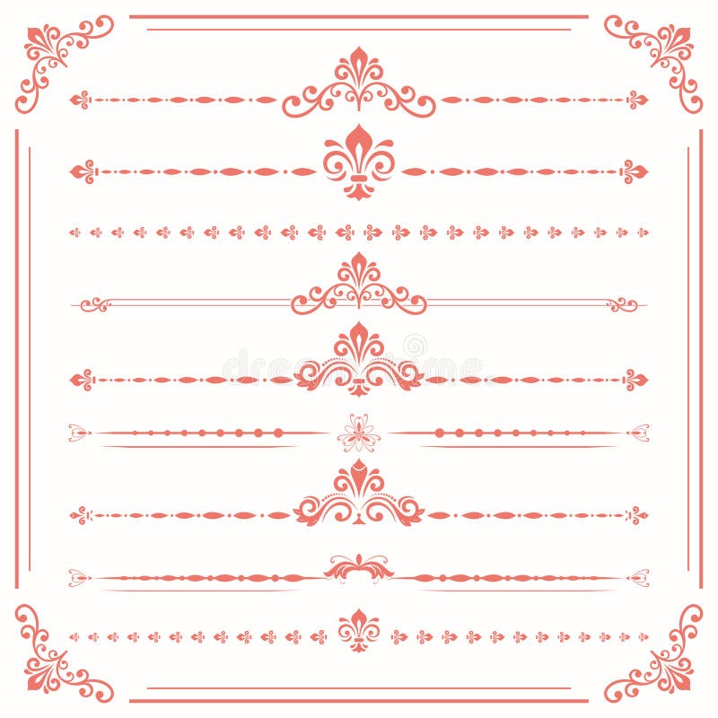 Vintage Big Set of Horizonyal Vector Patterns. Collection of Graphics ...