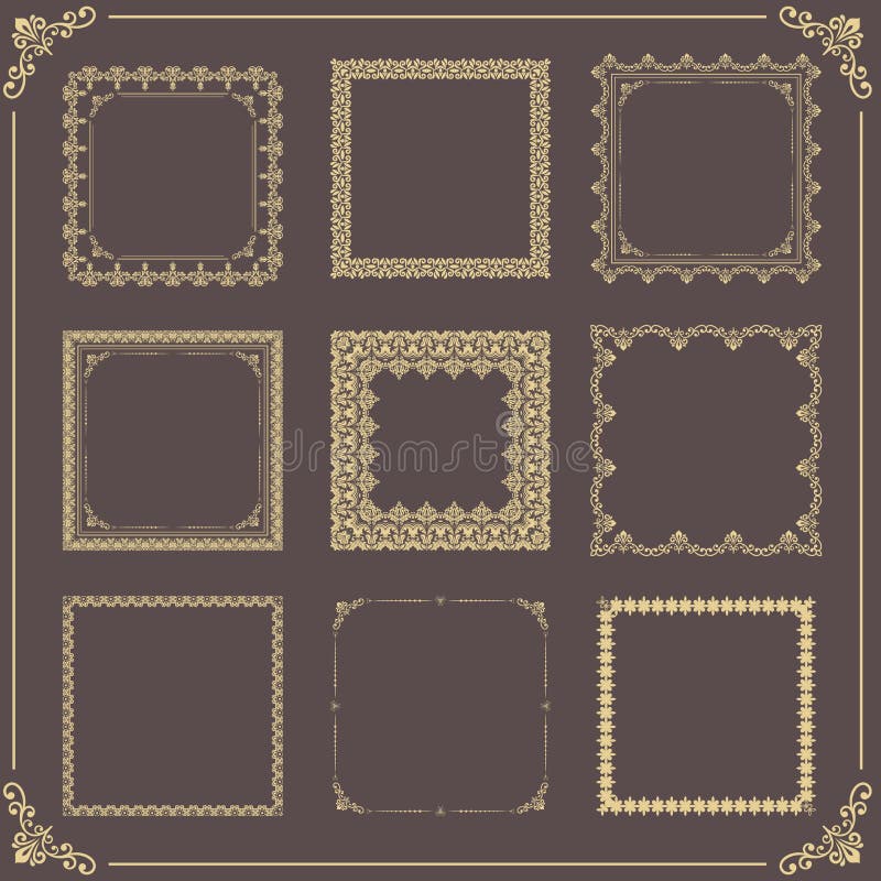 Vintage Big Set of Square Vector Patterns. Collection of Graphics Stock ...