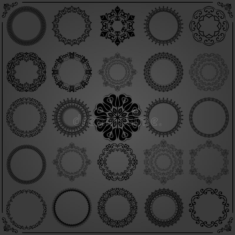 Vintage Set of Vector Round Black Elements Stock Vector - Illustration ...