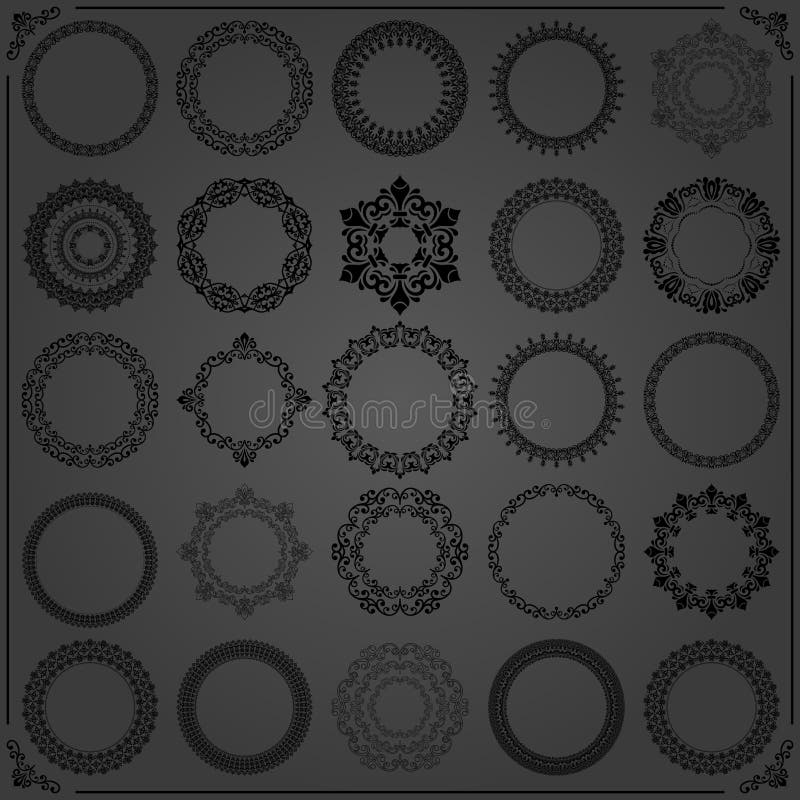 Vintage Set of Vector Round Elements Stock Vector - Illustration of ...
