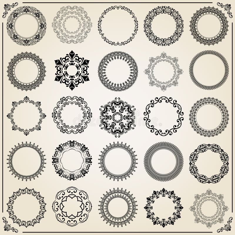 Vintage Big Set of Round Vector Patterns. Collection of Graphics Stock ...