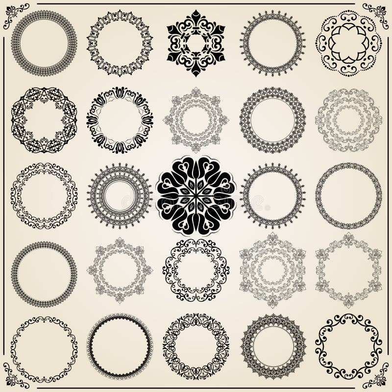 Vintage Set of Vector Round Elements Stock Vector - Illustration of ...