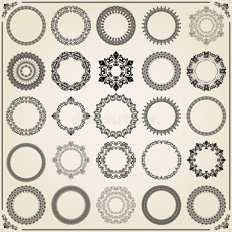 Vintage Set of Vector Round Elements Stock Vector - Illustration of ...