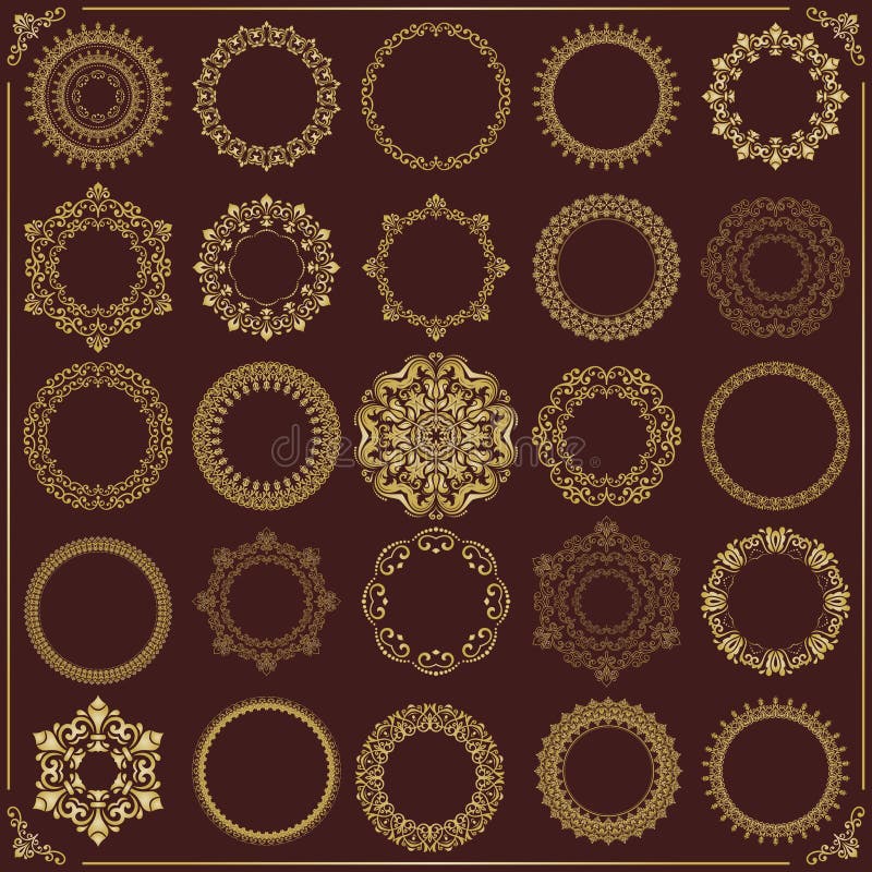 Vintage Big Set of Round Vector Patterns. Collection of Graphics Stock ...