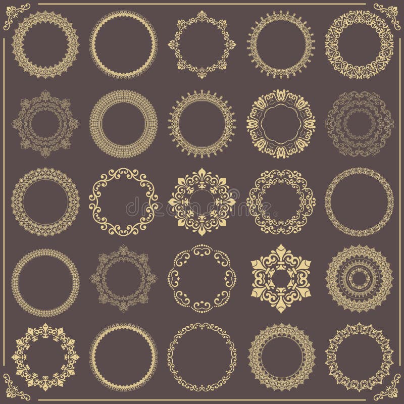 Vintage Big Set of Round Vector Patterns. Collection of Graphics Stock ...