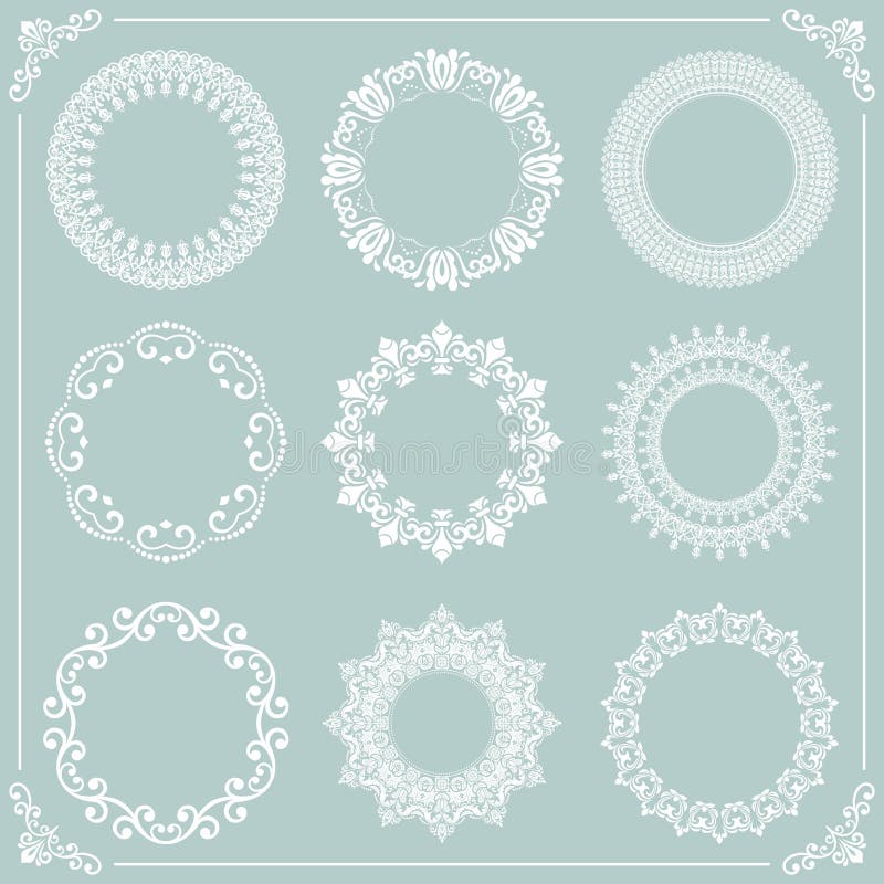 Vintage Set of Vector Round Elements Stock Vector - Illustration of ...
