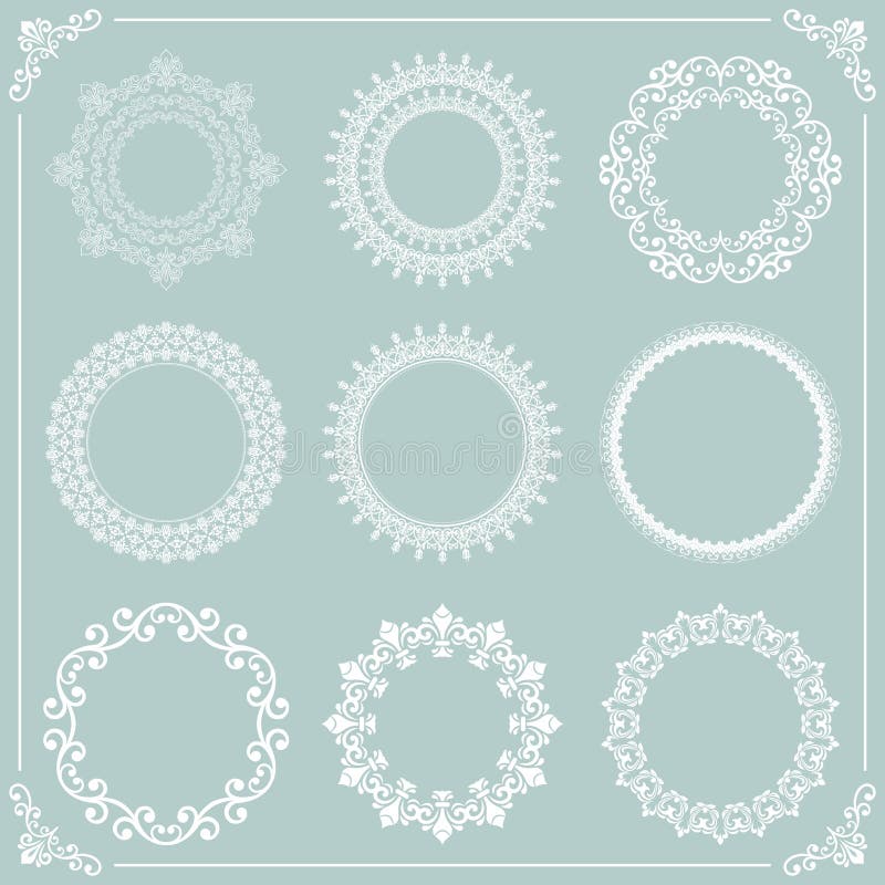 Vintage Set of Vector Round Elements Stock Vector - Illustration of ...