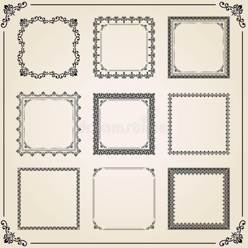 Vintage Set of Vector Square Elements Stock Vector - Illustration of ...
