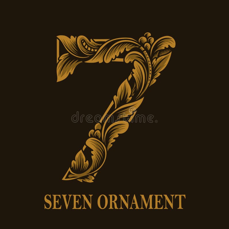 Vintage Seven Number Ornament Style Stock Vector - Illustration of ...