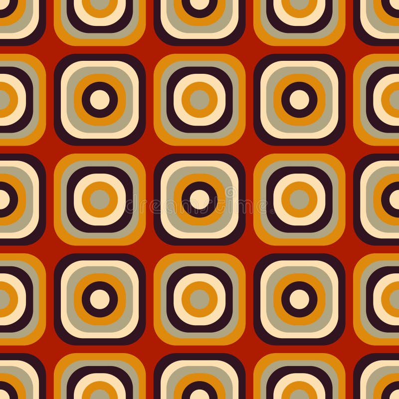 Vintage Seventies Seamless Pattern Stock Vector - Illustration of ...