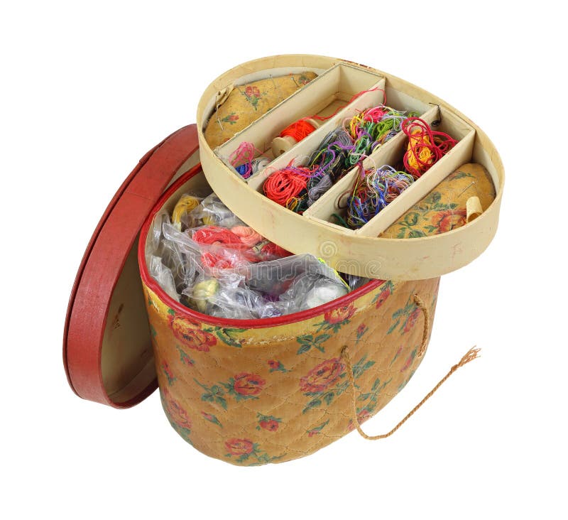 Vintage Sewing Box Tray Storage Stock Image - Image of leaning ...
