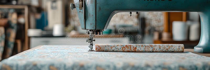 Vintage Sewing Machine in Action Stock Illustration - Illustration of ...