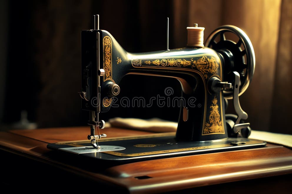 Vintage Sewing Machine Authentic Simple Living Stock Illustration ...