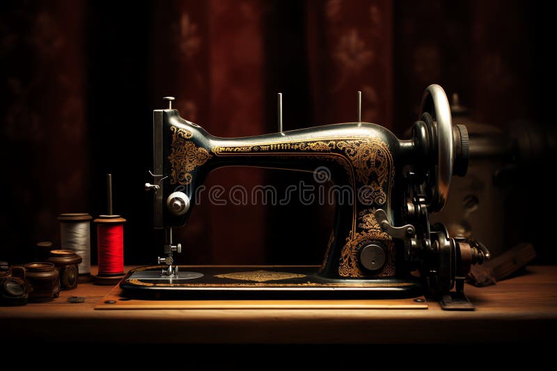 Vintage Sewing Machine Authentic Simple Living Stock Illustration ...