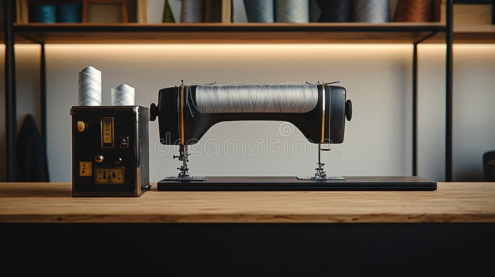 Vintage Sewing Machine with Contrast of Old and New Design Elements in ...
