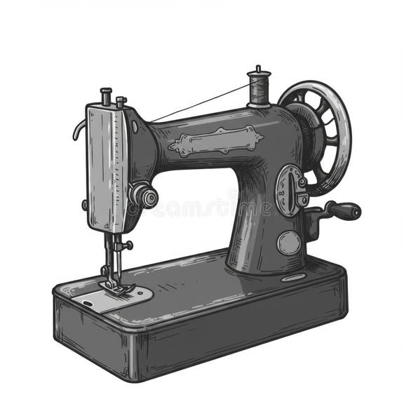 Vintage Sewing Machine Illustration Stock Illustration - Illustration ...