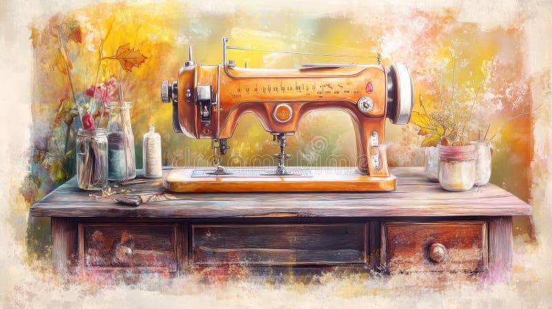 Vintage Sewing Machine from the 1930s in Artistic Setting Stock Photo ...