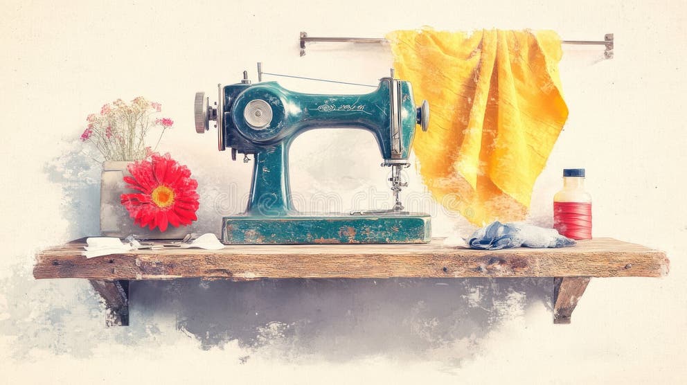 Vintage Sewing Machine from the 1930s in Rustic Setting with Soft ...