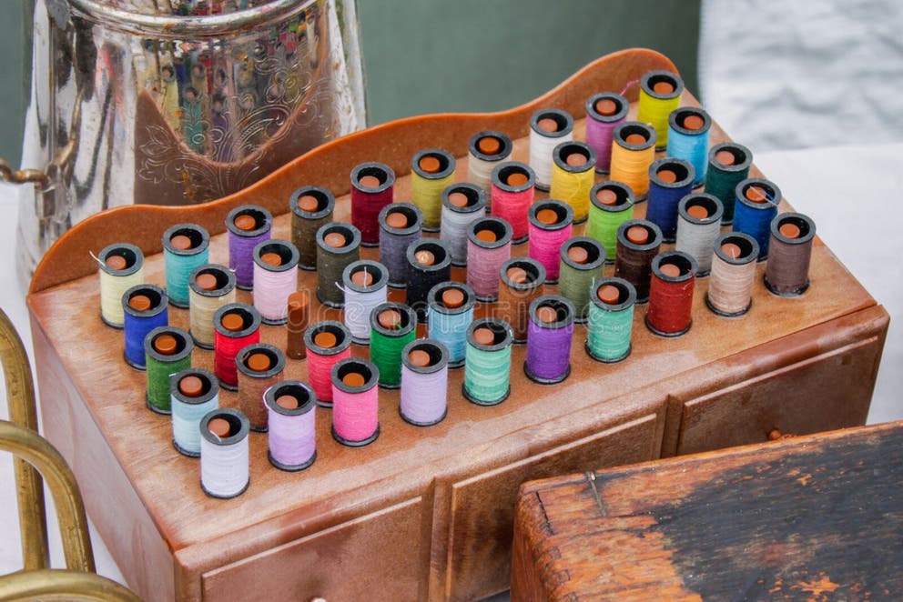 Vintage Sewing Thread kit stock image. Image of colors - 76522105