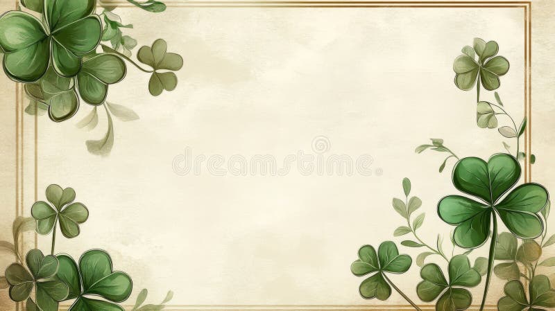 Vintage Shamrock Border Design Featuring Green Clovers Stock ...