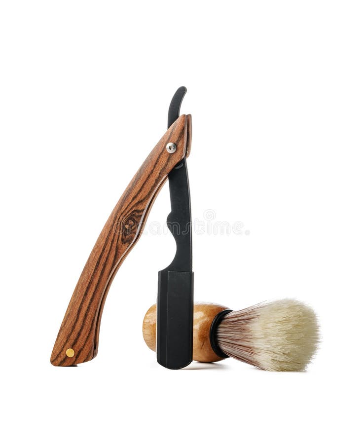 Vintage Shaving Razor and Tools Isolated on White Background Stock ...