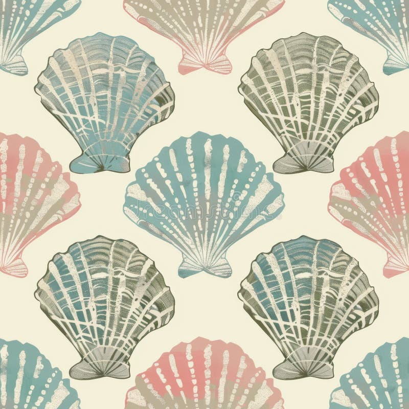 Vintage Shell Pattern in Pastel Colors for Stylish Background Stock ...