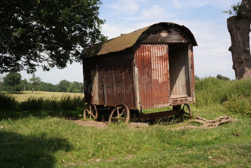 Vintage shepherds hut stock photo. Image of sunny, wheels - 42446814