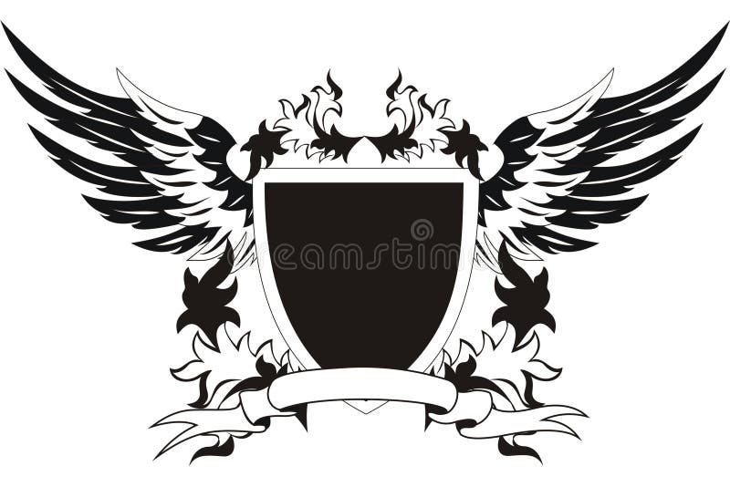 Vintage shield with wings stock vector. Illustration of shield - 8768421