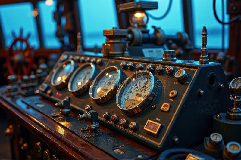 Vintage Ship Control Panel Gauges Nautical Setting Stock Photos - Free ...