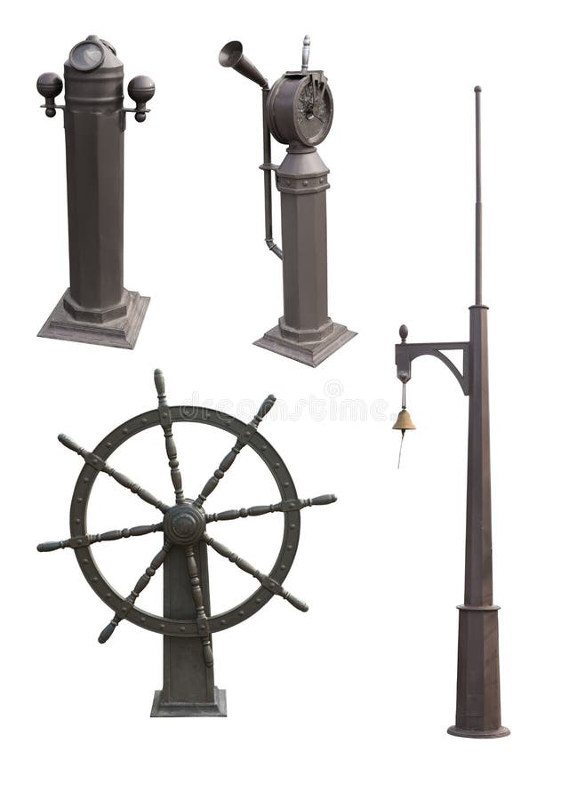 Vintage Ship Instruments, on a White Background in Isolation, Collage ...
