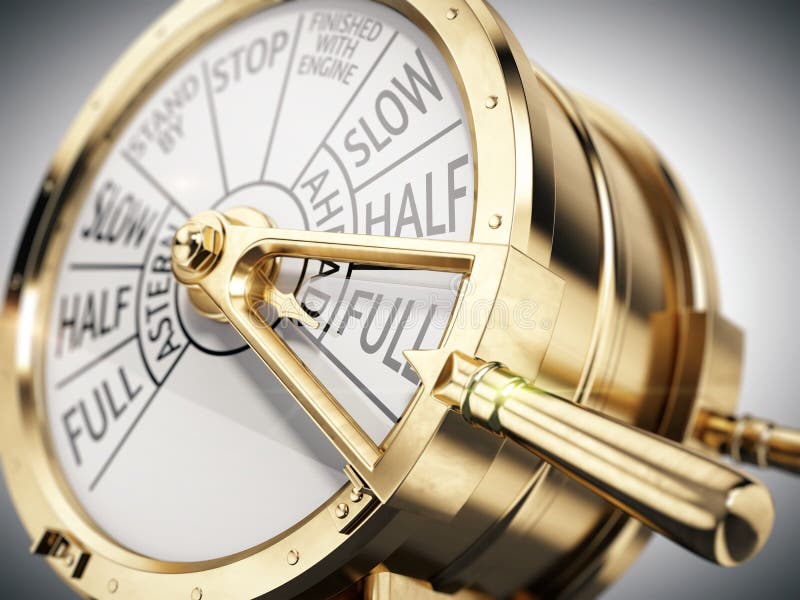 Vintage Ships Engine Room Telegraph on Full Speed Ahead Stock ...