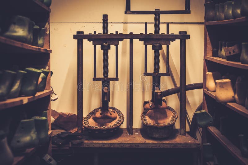 Vintage Shoe Insole Forming Press. Stock Image - Image of manufacture ...