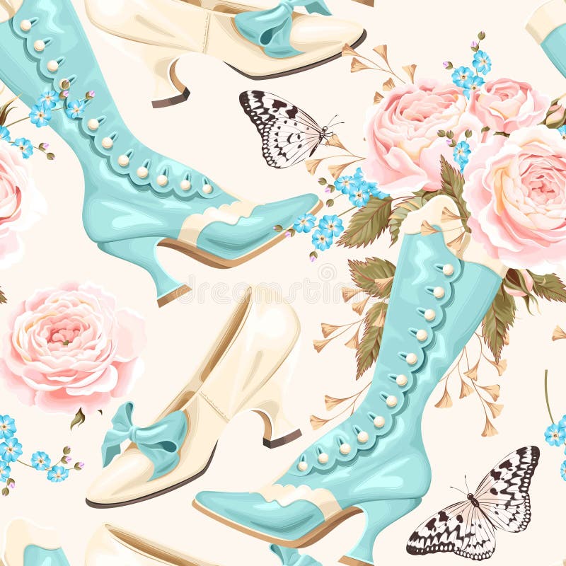 Vintage Shoes. Hand Drawn Shoe Vector Illustration for Cards, Scrapbook ...