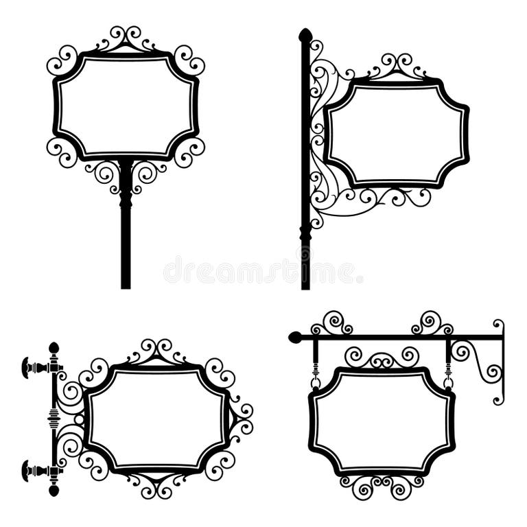 Wrought Iron Signs Vintage Stock Illustrations – 150 Wrought Iron Signs ...
