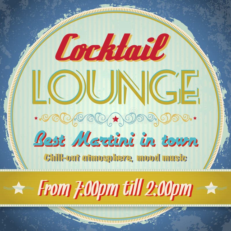 Retro Poster Design for Cocktail Lounge Stock Vector - Illustration of ...