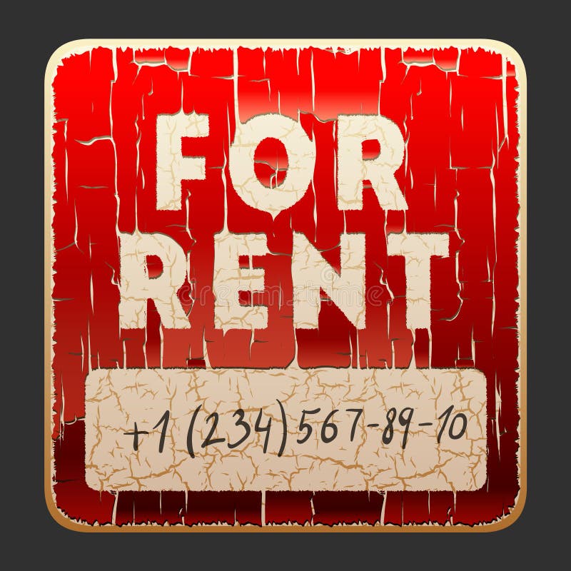 Vintage Sign with the Inscription for Rent Stock Vector - Illustration ...