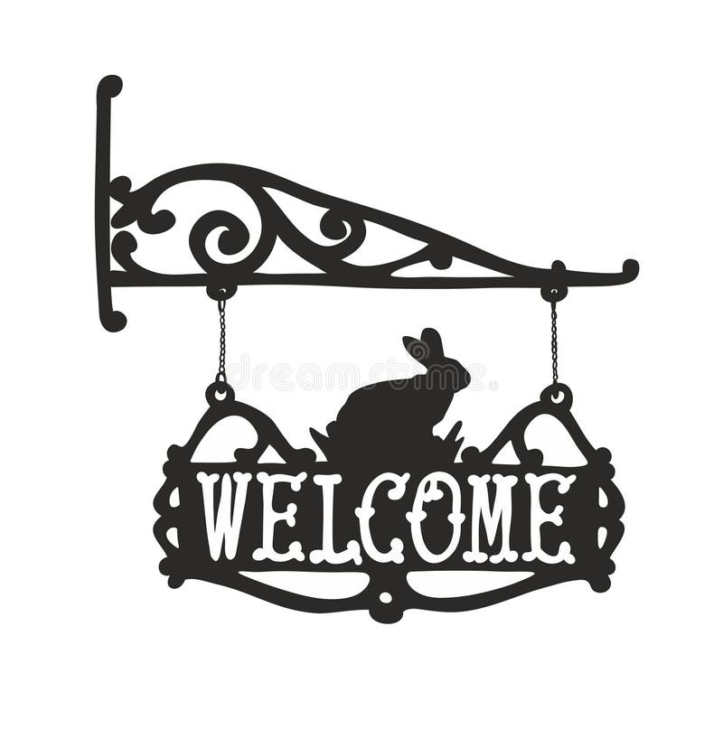 Vintage Sign with Rabbit for Outdoor Advertisement. Stock Vector ...