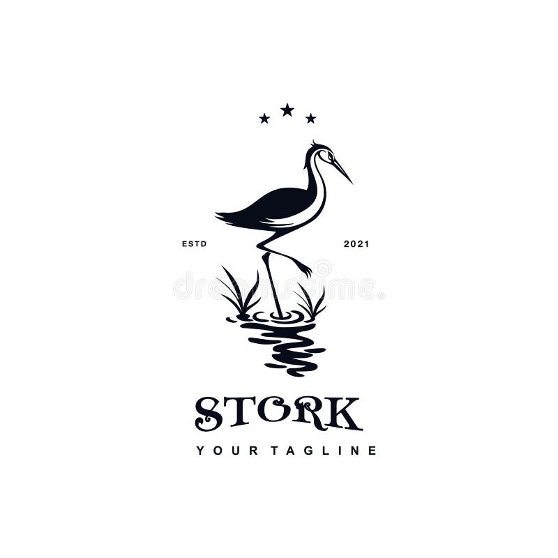 Vintage Silhouette Stork Logo Vector Design Template Inspiration Idea ...