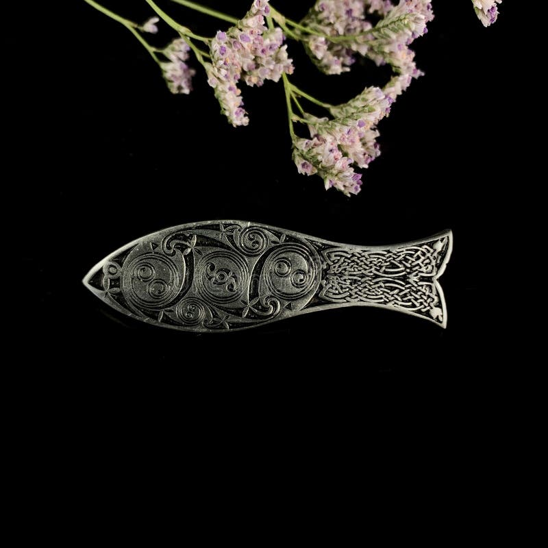 Vintage Silver Brooch in the Shape of a Fish. Stock Photo - Image of ...