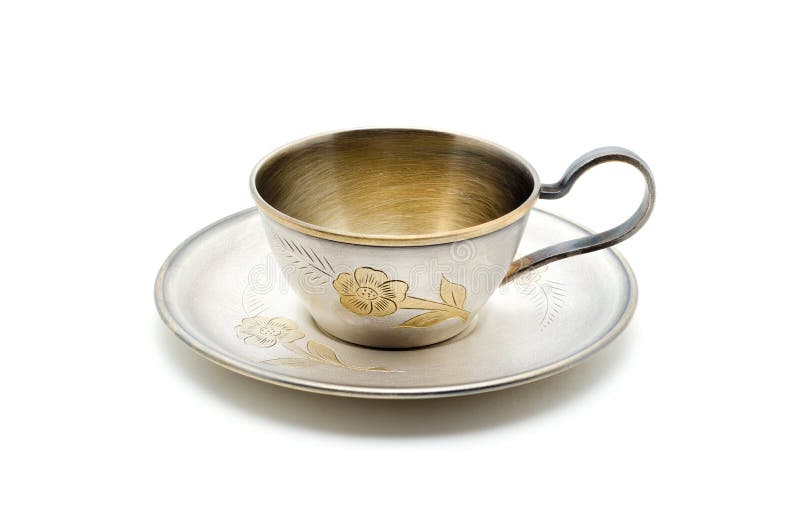 Vintage silver coffee cup. stock image. Image of cold - 80476645