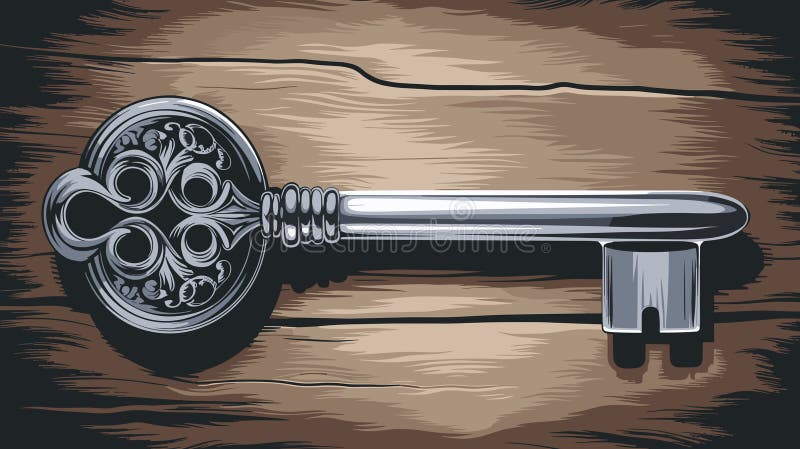 Vintage silver key stock vector. Illustration of retro - 367646748