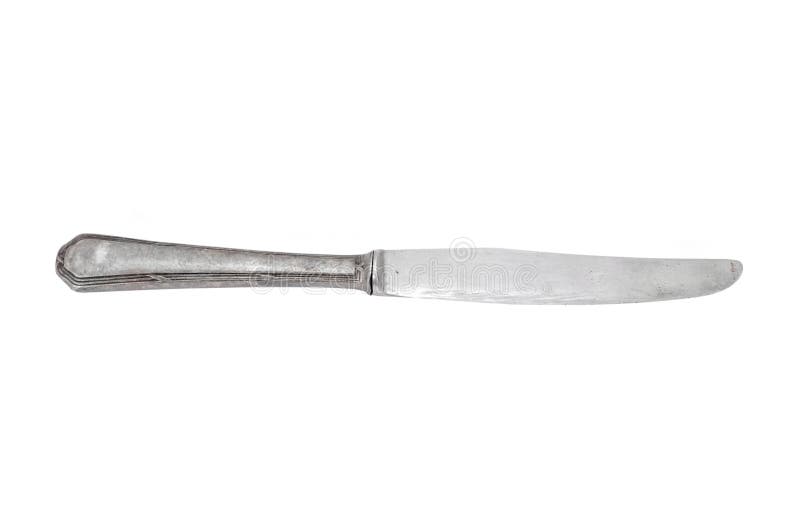 Vintage Silver Kitchen Knife Stock Photo - Image of carving, isolated ...